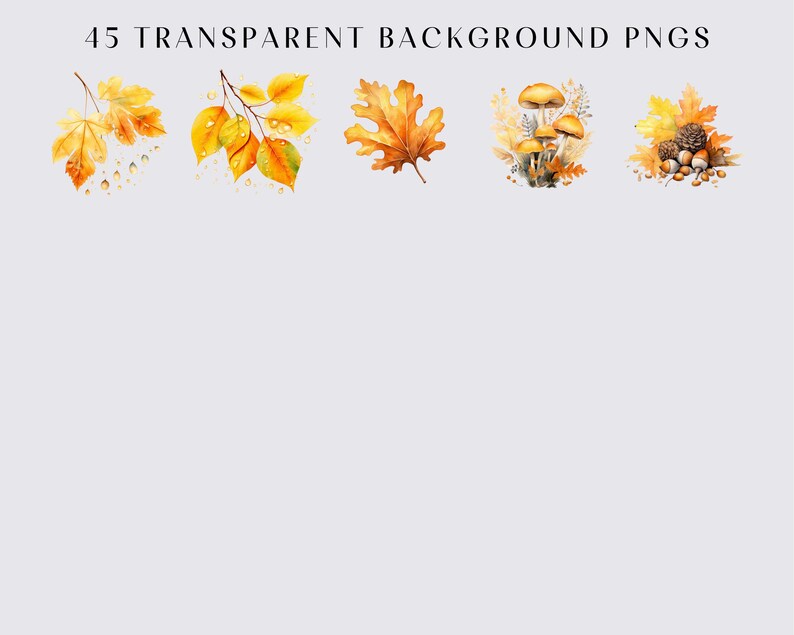 Watercolor Autumn Leaves Clipart, Autumn Clipart Download, Cozy Fall ...