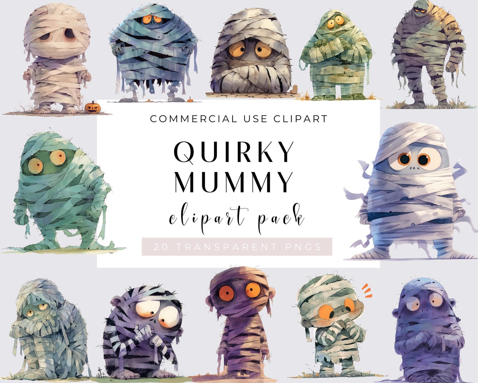 Mummy Clipart Quirky Mummy Clipart Bundle 20 Pngs Transparent Designs ...