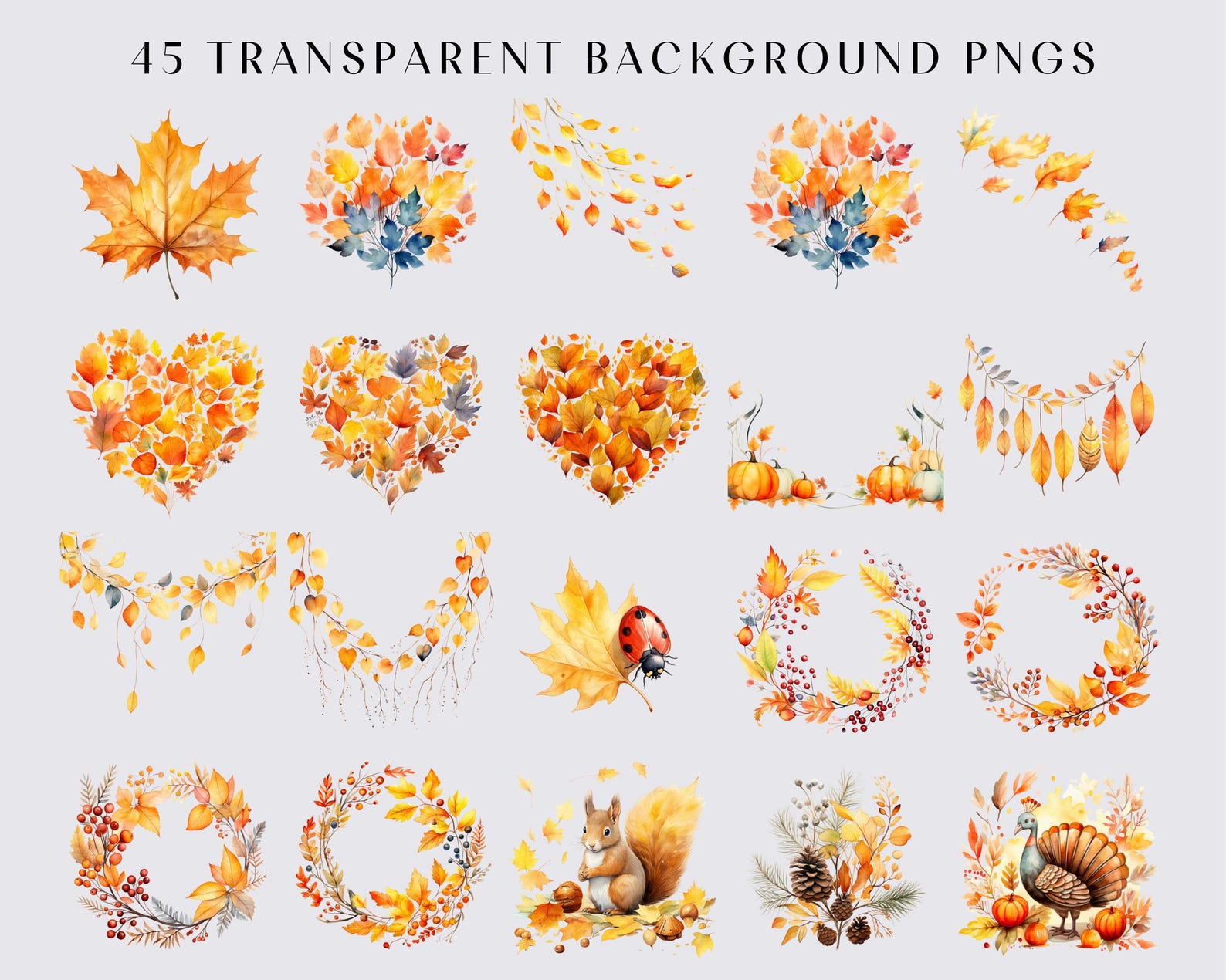Watercolor Autumn Leaves Clipart, Autumn Clipart Download, Cozy Fall ...