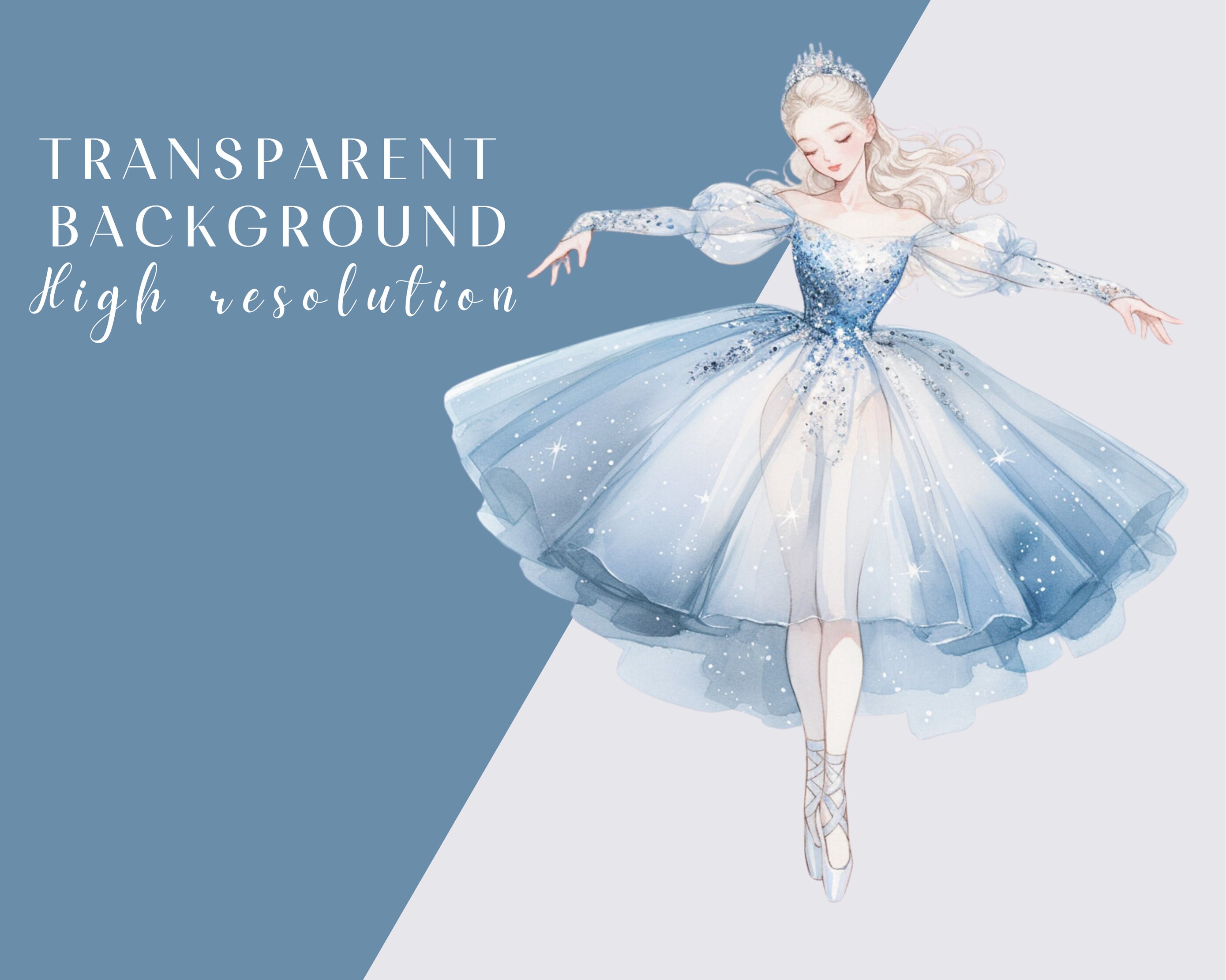 Blue Watercolor Ballerina Clipart, Ballet PNG, Commercial Use ...