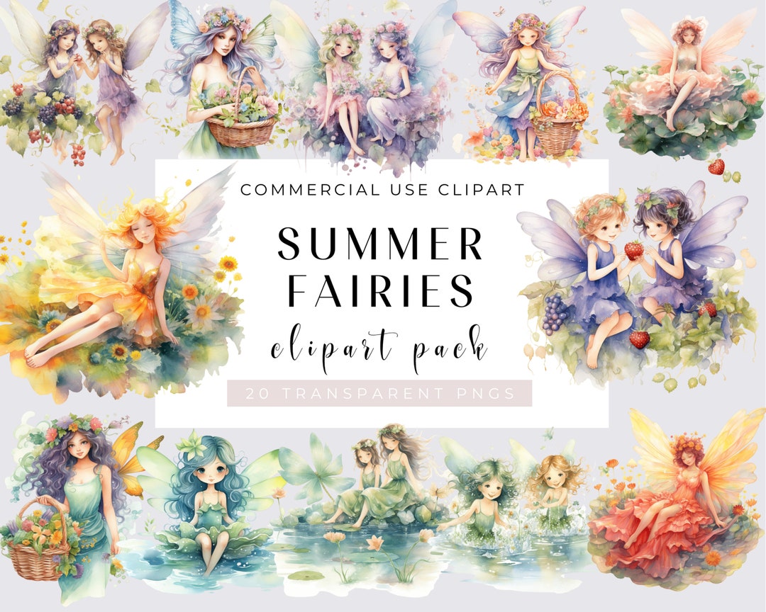 20 Summer Fairy Clipart PNG, Fairy Tale PNG, Fairy Illustration Spring ...