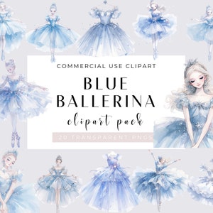 Blue Watercolor Ballerina Clipart, Ballet PNG, Commercial Use ...