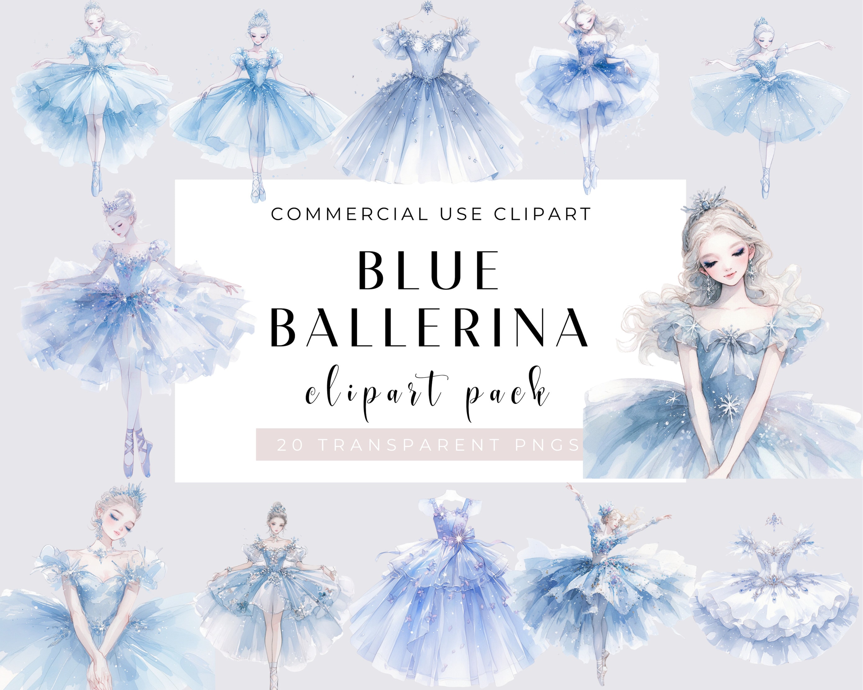Blue Watercolor Ballerina Clipart, Ballet PNG, Commercial Use ...
