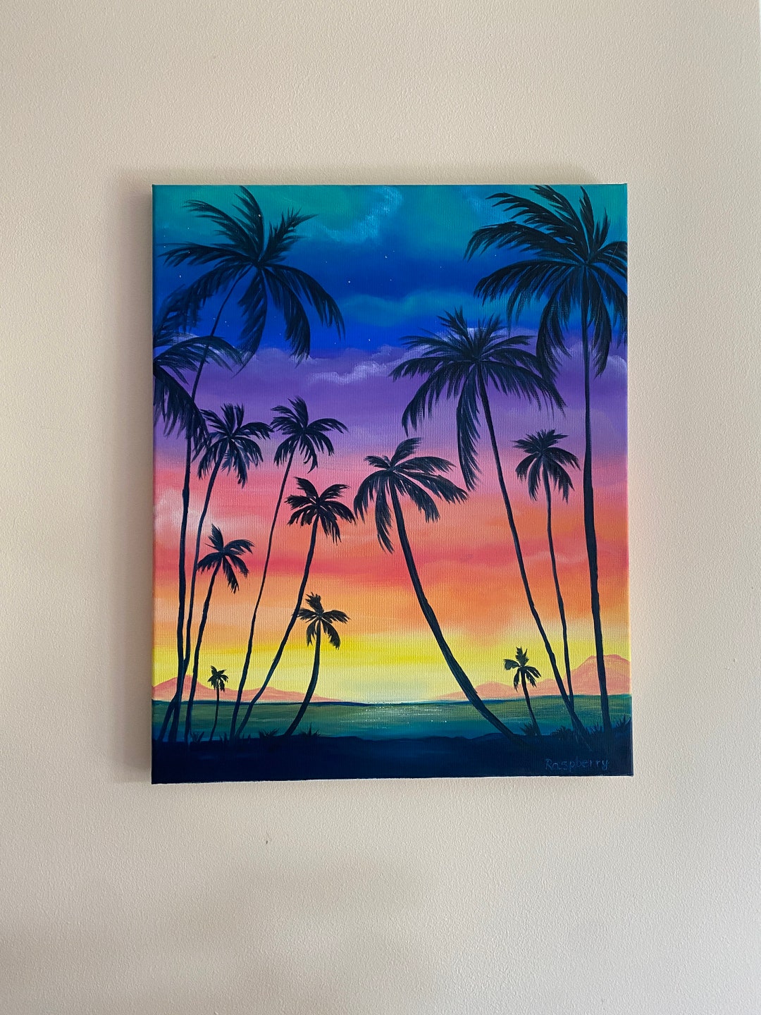 Ocean Sunset Original Oil Over Acrylic Painting on Canvas 16 by 20 ...