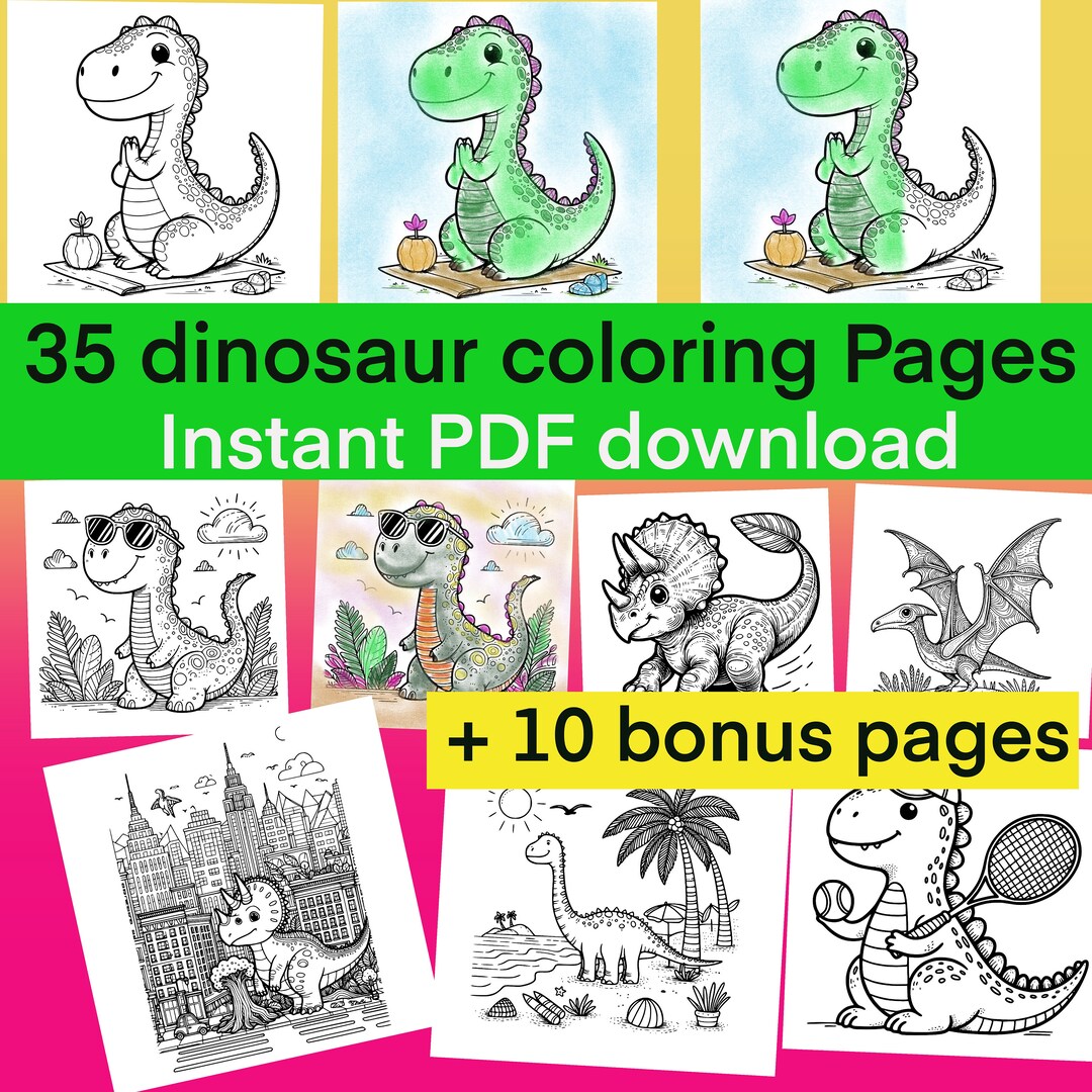 Funny Dinosaur Coloring Pages Fun Activity for Kids - Etsy