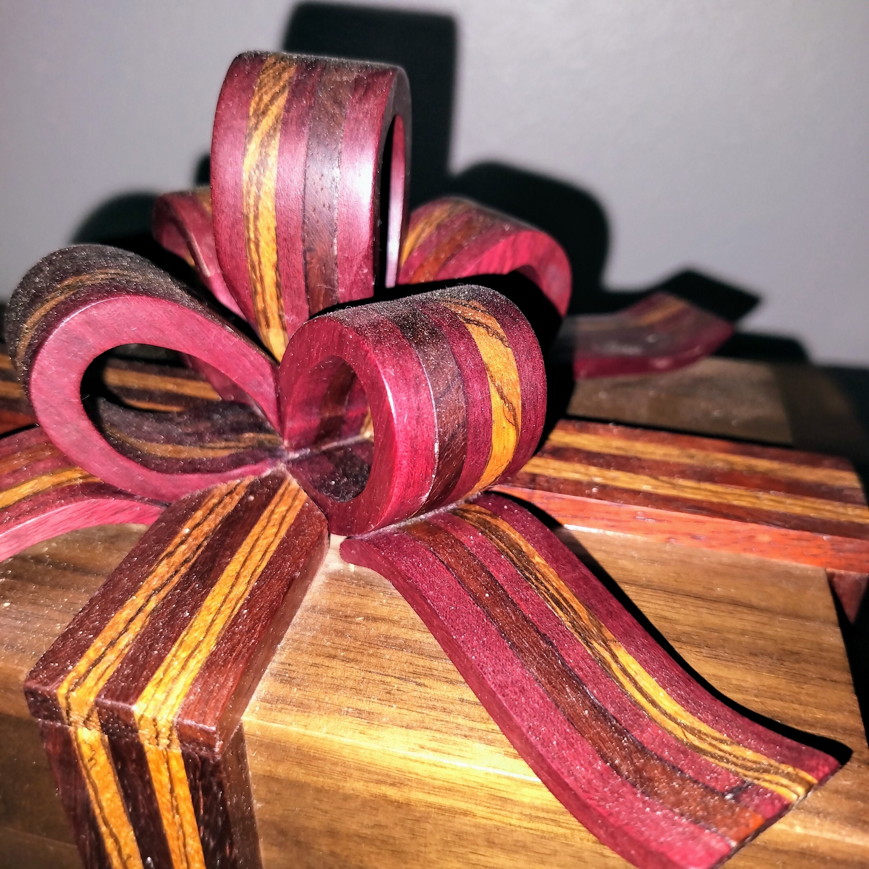 Walnut Wooden Gift Box With Wood Bow Made of Premium Hardwood - Etsy