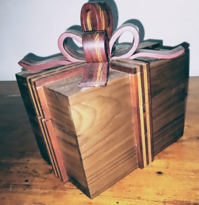 Walnut Wooden Gift Box With Wood Bow Made of Premium Hardwood - Etsy
