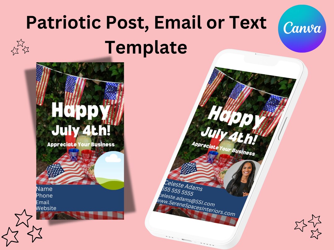 Stunning Fourth of July Canva Template Perfect for Social Media, Texts ...