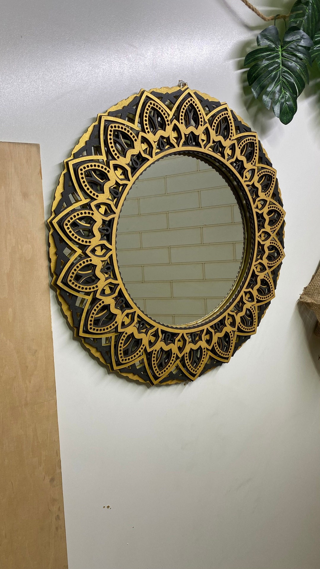 Handcrafted Wooden Mandala Mirrors: Enhance Your Yoga Studio Retreat - Etsy