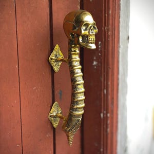 Macabre Skull Door Handle – Gothic Bronze Skeleton Door Pull for ...