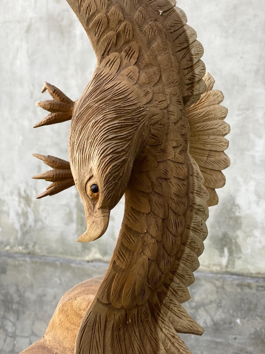 Dynamic Flying Eagle Hand Carved Wood Sculpture Unique Wall or Table ...