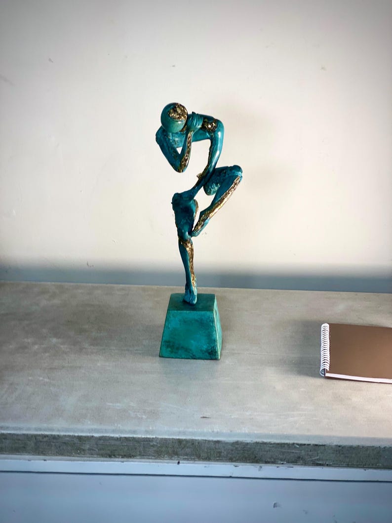 Brass Abstract Human Sculpture Green Patina Figurine Handmade Modern ...