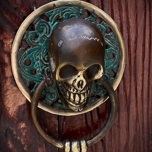 Gothic Bronze Door Knocker - Unique Skull Design for Home & Garden ...