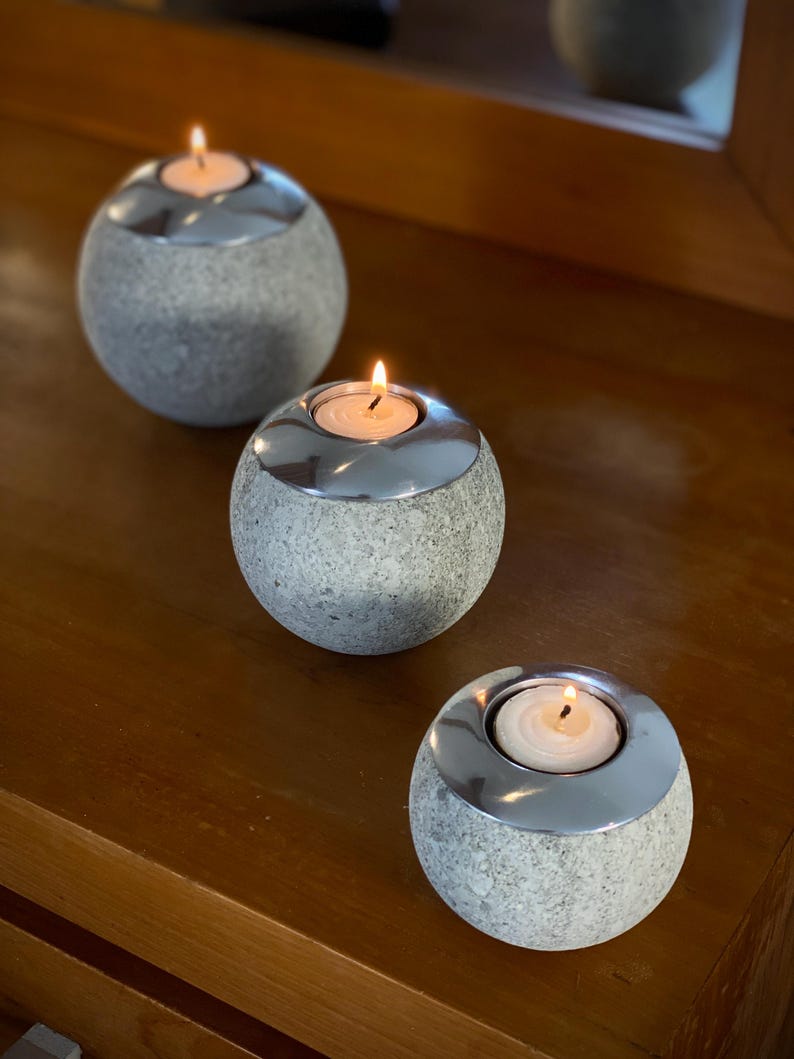 Minimalist Sandstone Candle Holders Hand Carved Natural Stone Zen Decor ...