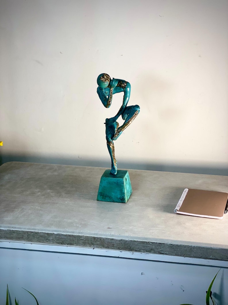 Brass Abstract Human Sculpture Green Patina Figurine Handmade Modern ...