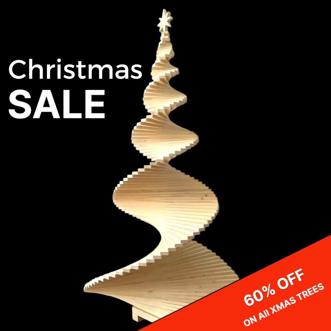Spectacular Medium 3.9ft /120 Cm /1.2m Wooden Christmas Tree, Holiday ...