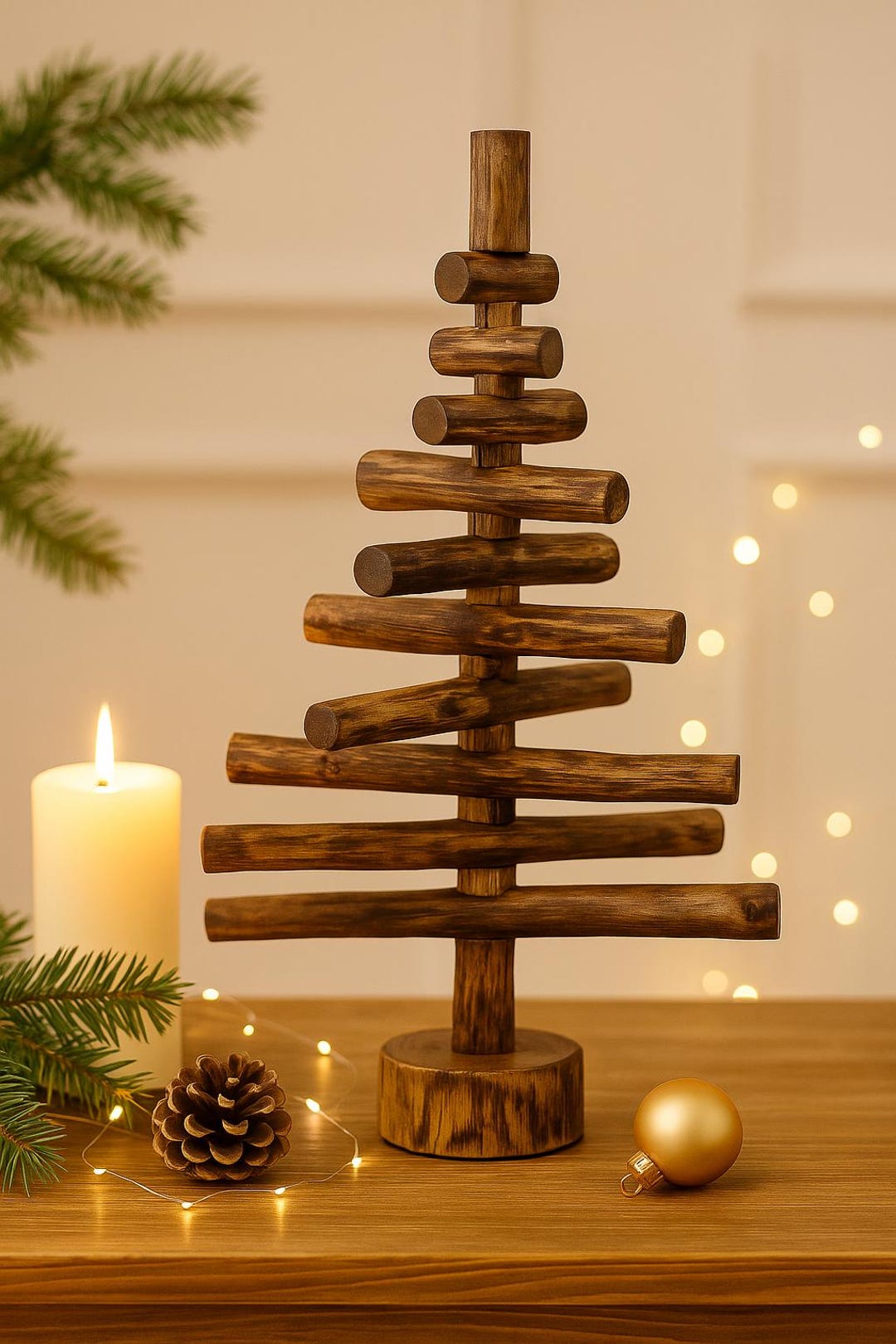 Small Driftwood Christmas Tree, Rustic Tabletop Xmas Decor, Minimalist ...