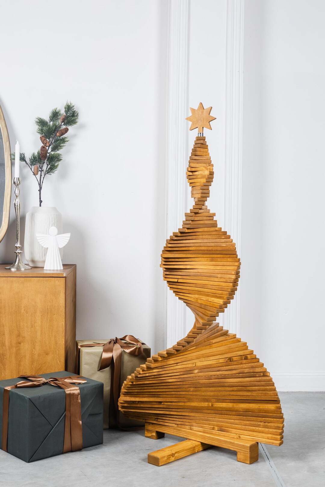 Scandinavian Minimalist Holiday Decor, Brown Christmas Tree, Xmas Eco ...