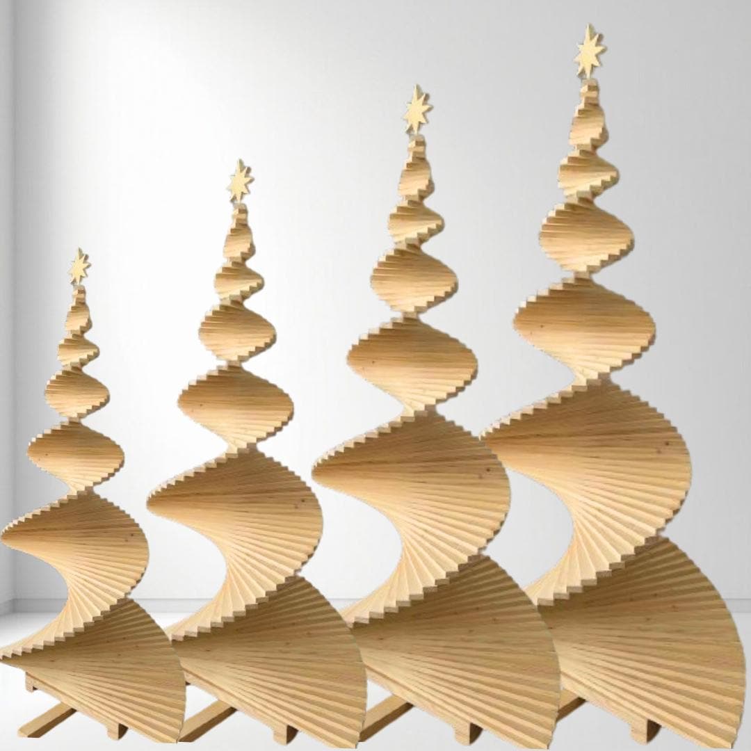 Natural Wooden Christmas Tree 90cm / 1.2m / 1.5m / 1.8m / 2m ...