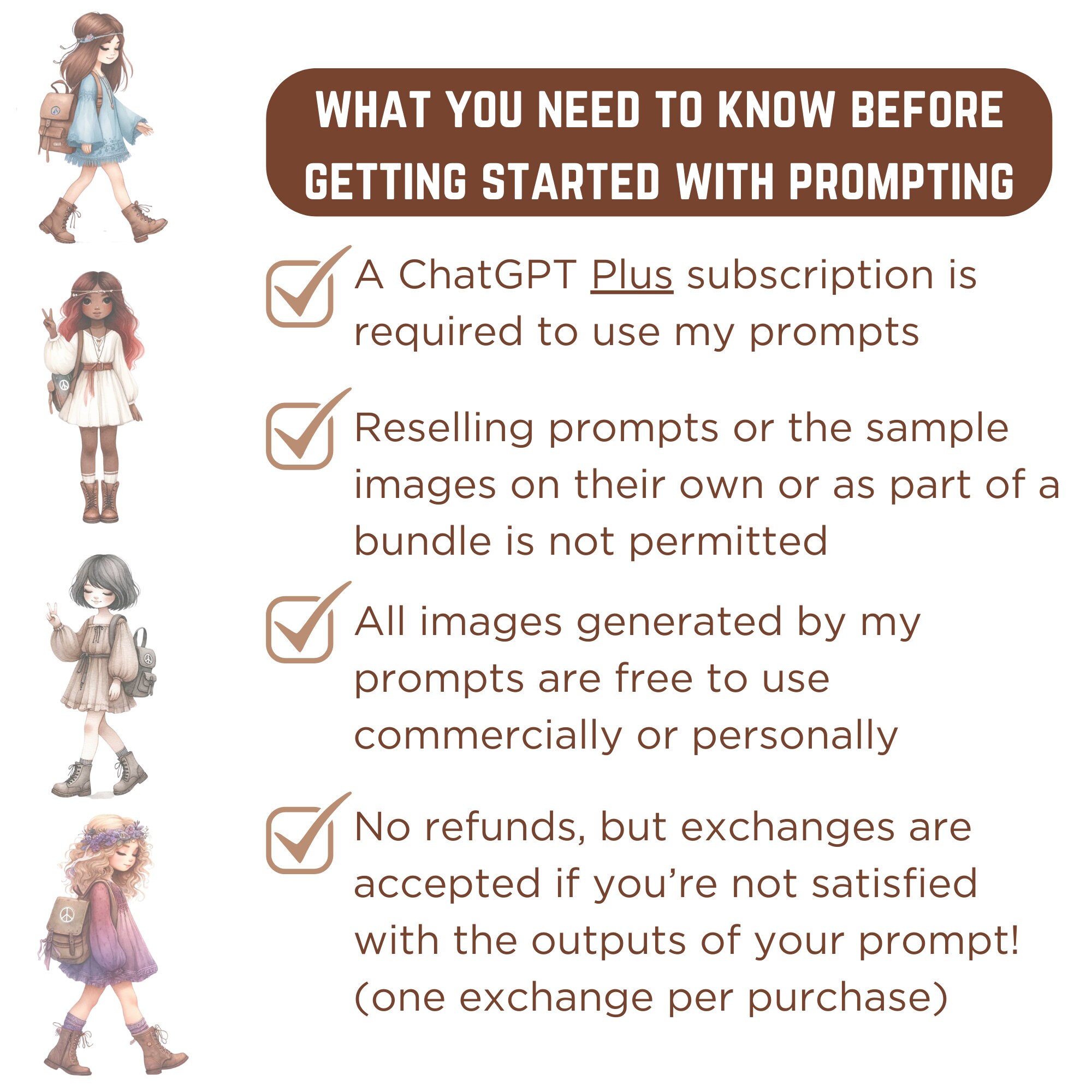DALLE 3 Prompt Cute Boho Girls, Ai Prompt, Chat GPT Prompt, Watercolor ...