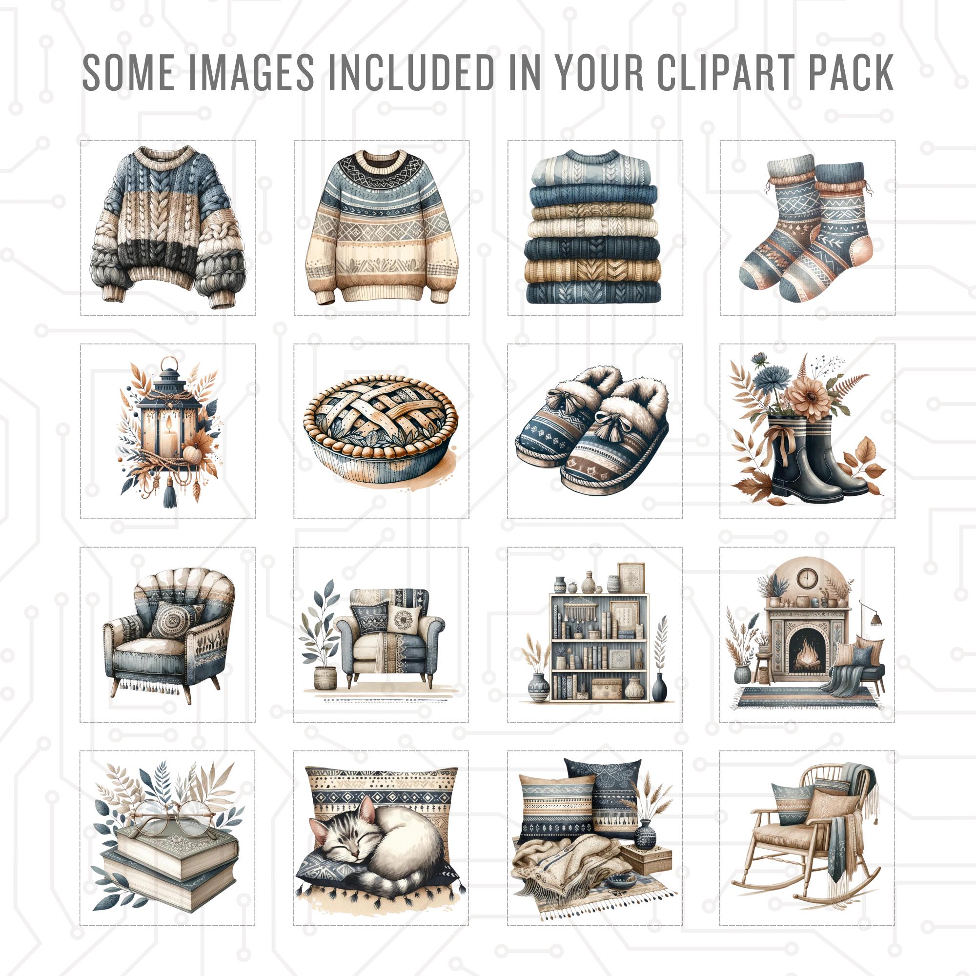 Fall Boho Clipart, Boho Clipart Bundle, Autumn Clipart, Cozy Fall ...