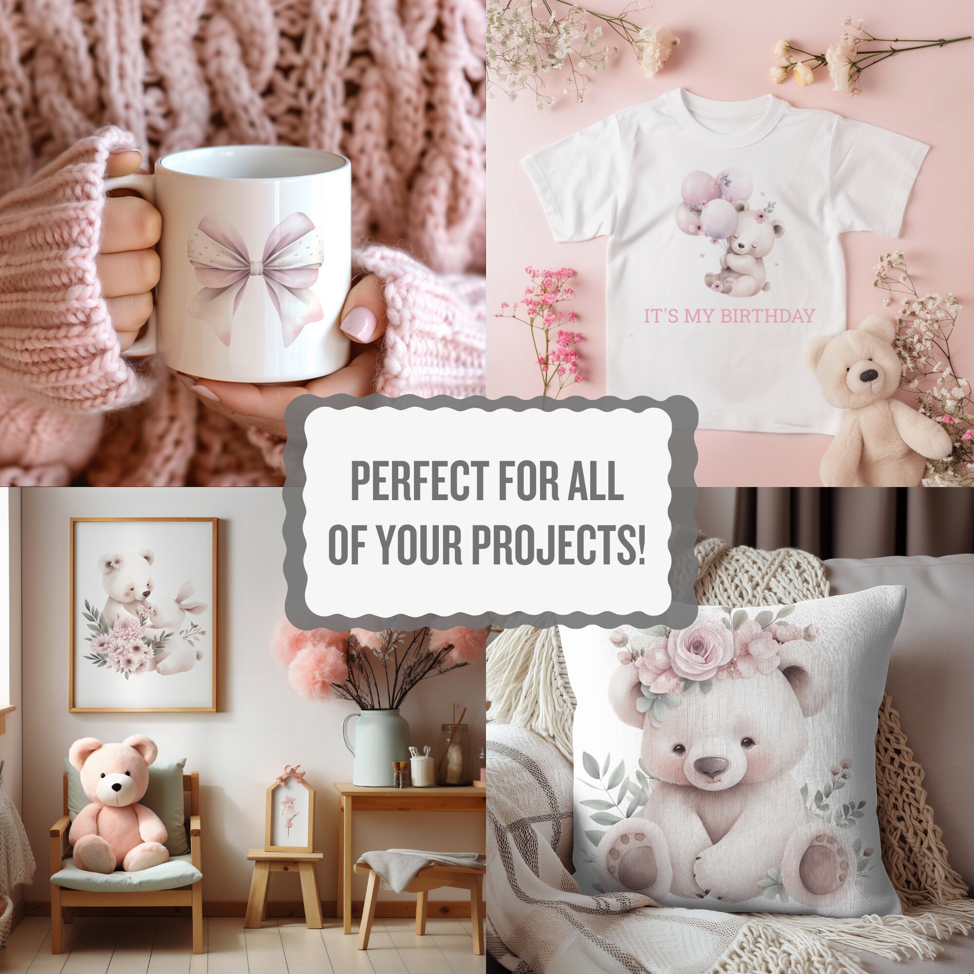 Baby Bear Birthday Clipart, Birthday Clipart Bundle, Baby Birthday ...