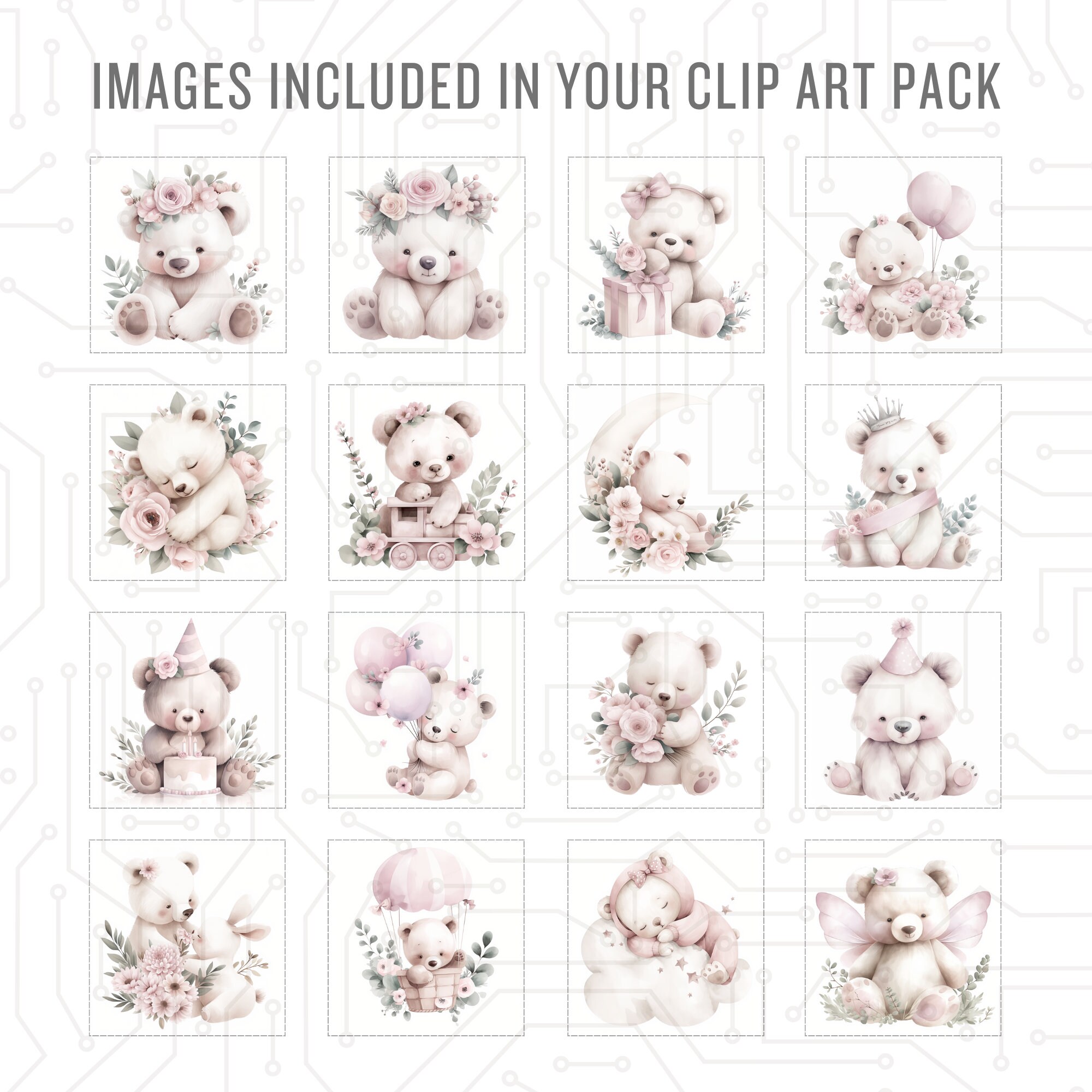 Baby Bear Birthday Clipart, Birthday Clipart Bundle, Baby Birthday ...