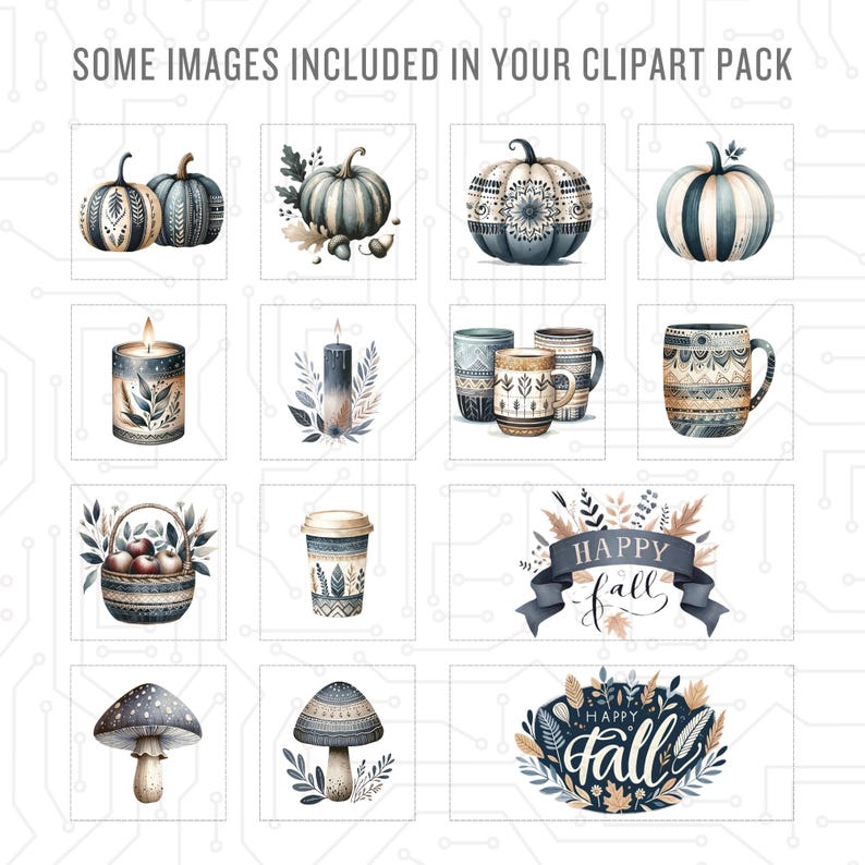 Fall Boho Clipart, Boho Clipart Bundle, Autumn Clipart, Cozy Fall ...