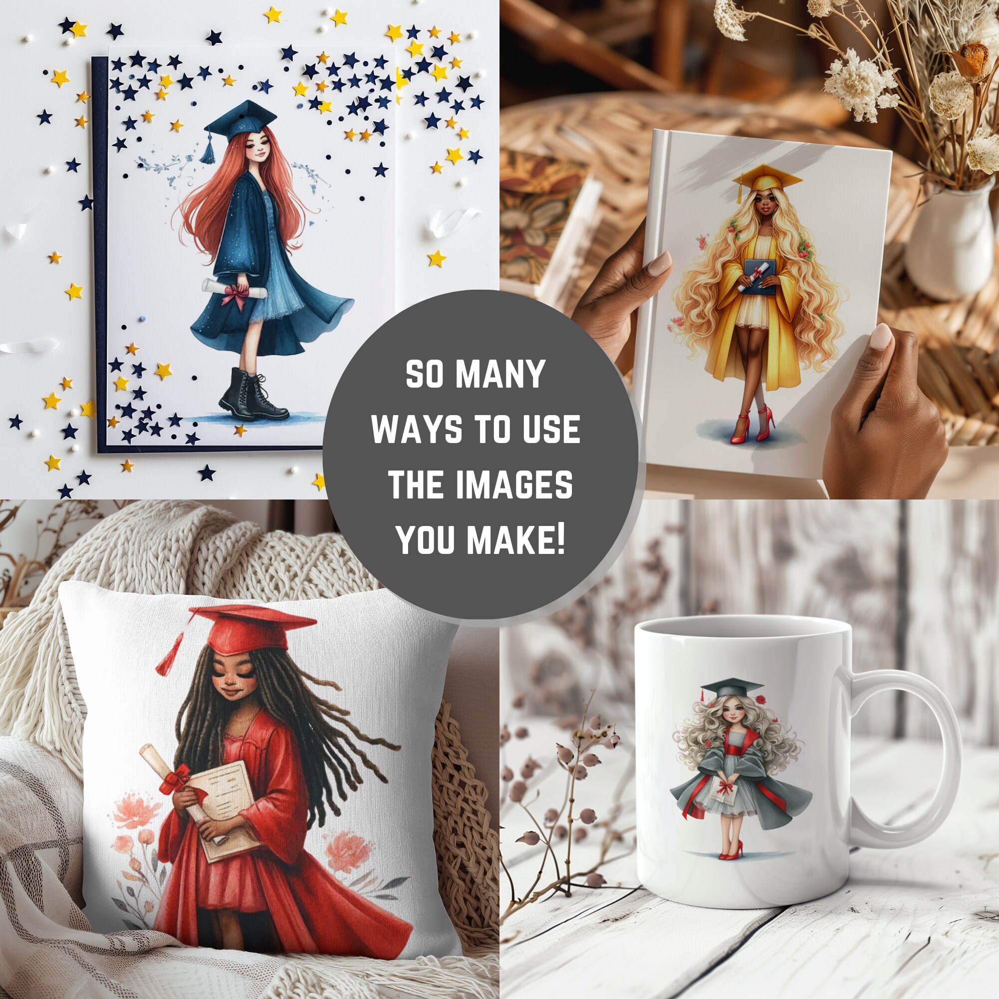 DALLE 3 Prompt Graduation Girls, Ai Girl, Chat GPT, Watercolor Prompt ...