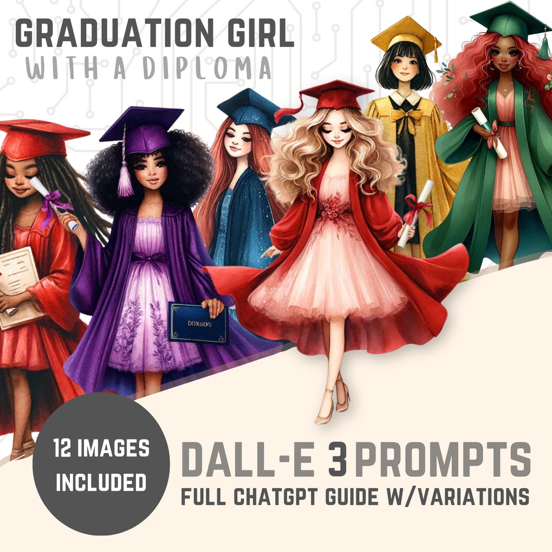 DALLE 3 Prompt Graduation Girls, Ai Girl, Chat GPT, Watercolor Prompt ...