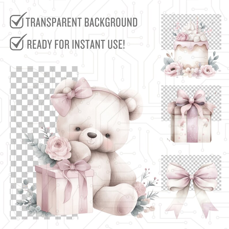 Baby Bear Birthday Clipart, Birthday Clipart Bundle, Baby Birthday ...