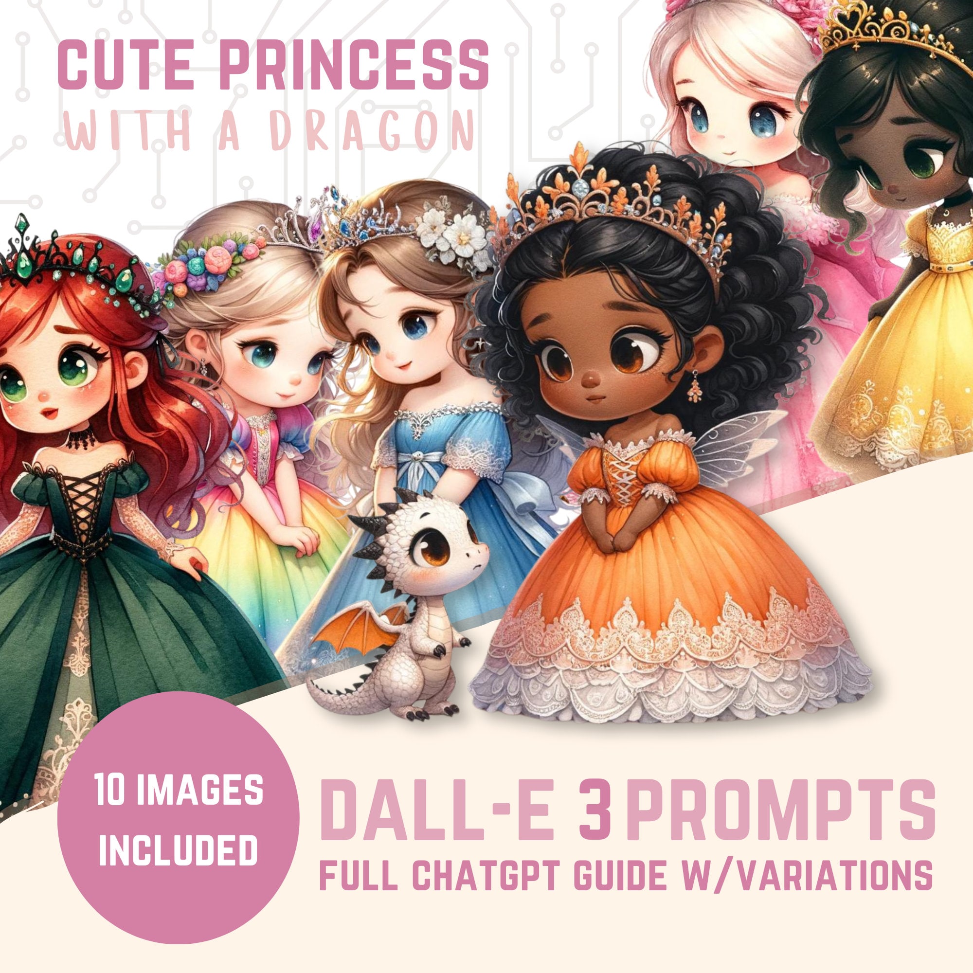 DALLE 3 Prompt Cute Princess, Ai Prompt, Chat GPT Prompt, Watercolor ...