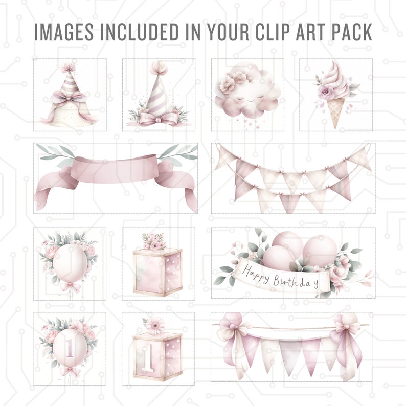 Baby Bear Birthday Clipart, Birthday Clipart Bundle, Baby Birthday ...