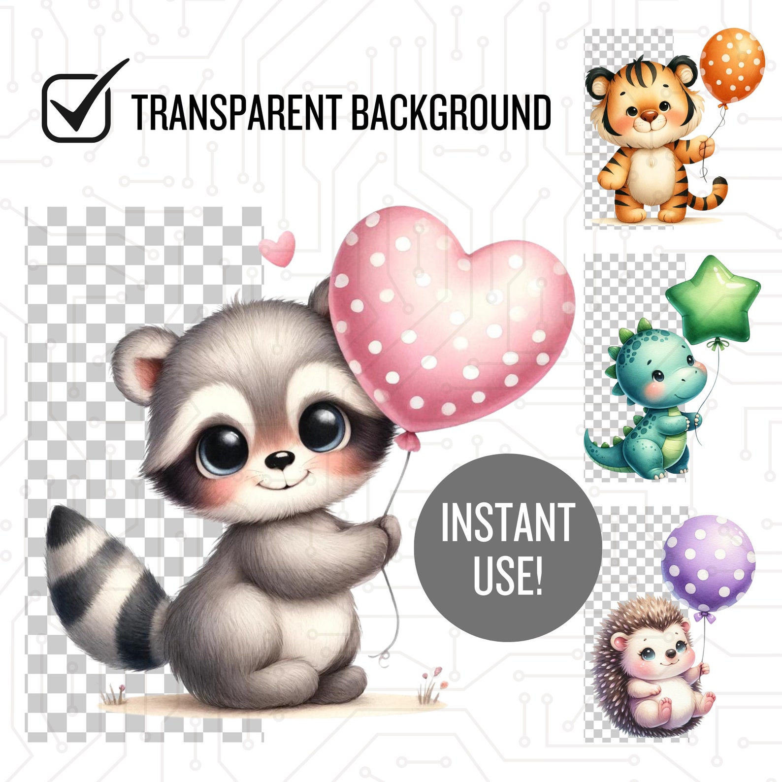 Watercolor Clipart Bundle, Cute Animal Clipart, Birthday Clipart, Baby ...