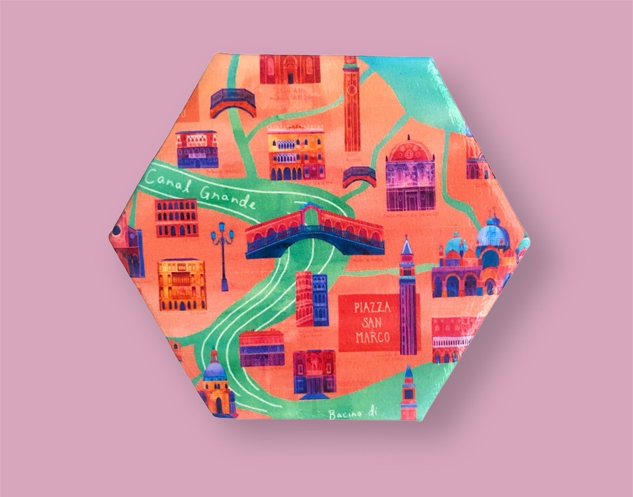 Illustrated Map Hexagon Travel Tile Wall Decor, Custom Home Decor Gift ...