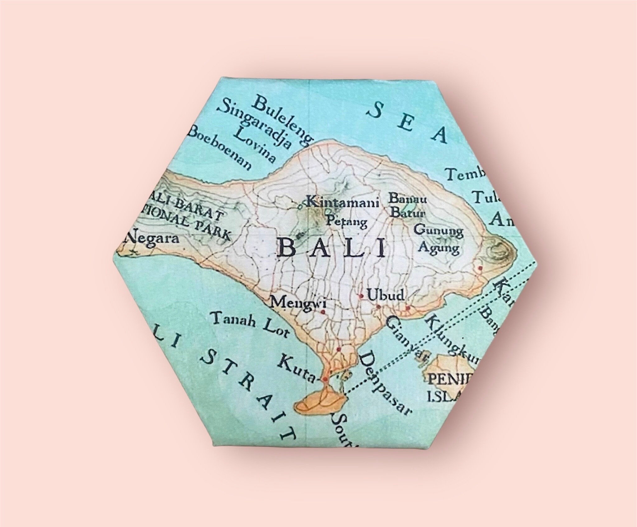 Vintage Map Hexagon Travel Tile, Road Map Wall Home Decor, Custom ...