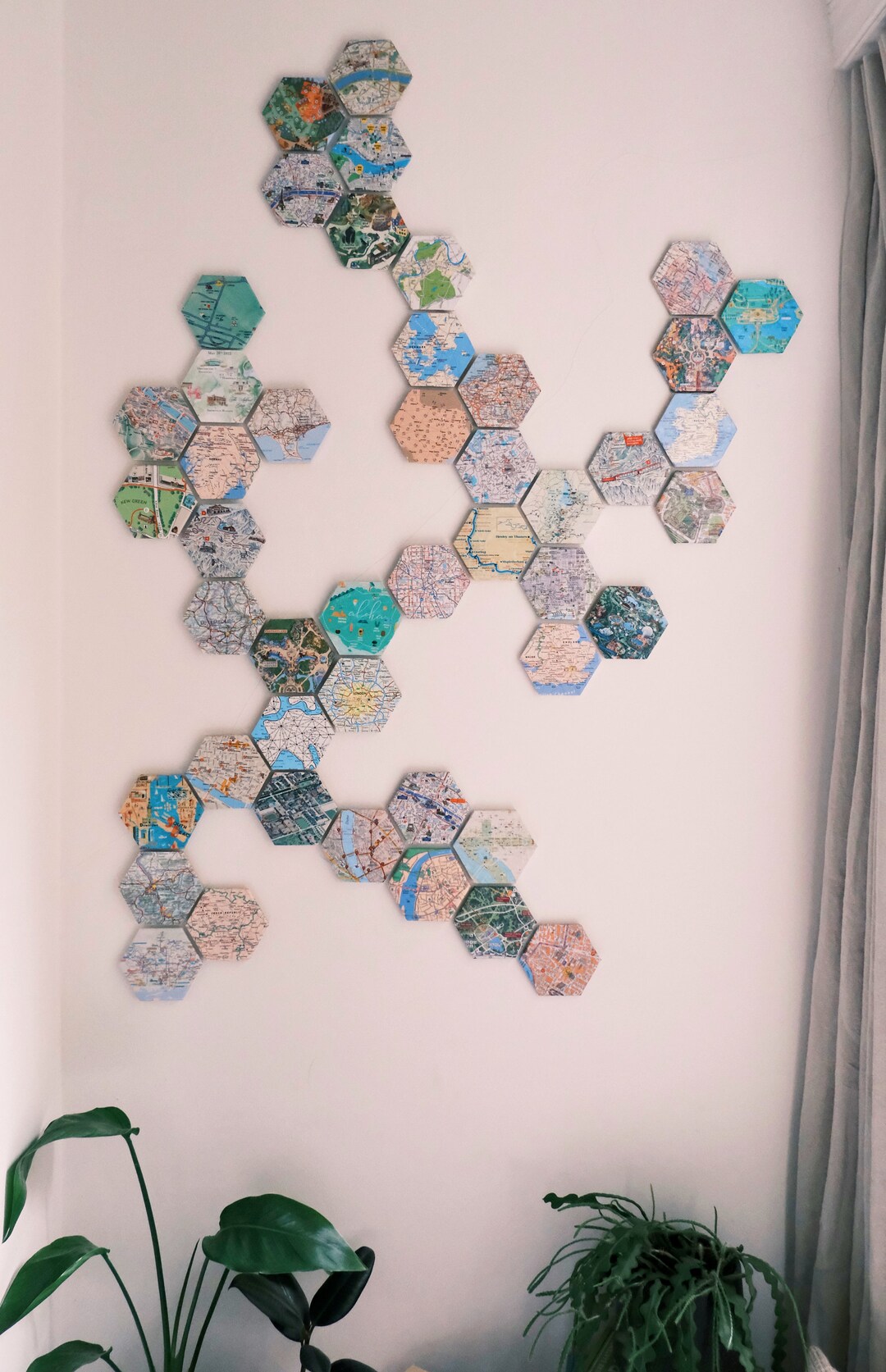 Custom Map Hexagon Travel Tiles, Coasters, Gift, Wall Decor, Custom ...