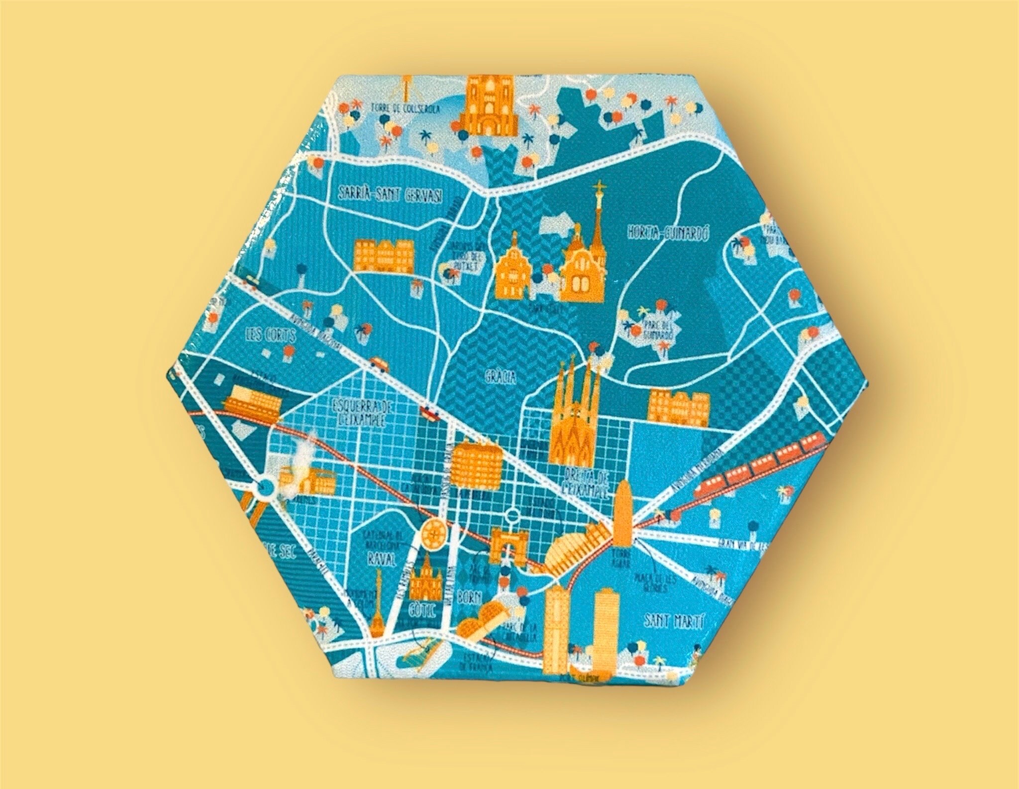 Illustrated Map Hexagon Travel Tile Wall Decor, Custom Home Decor Gift ...