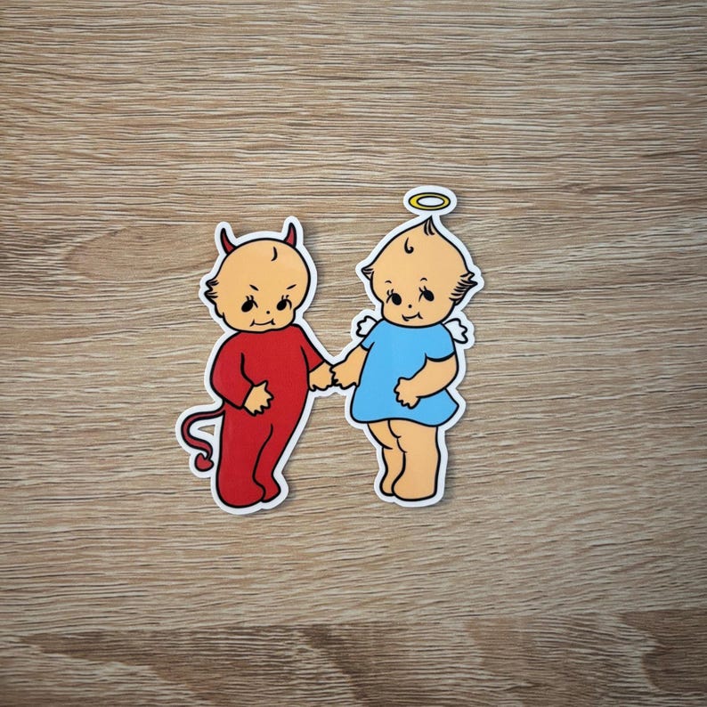 Adorable Kewpie Angel & Devil Sticker Duo - Etsy