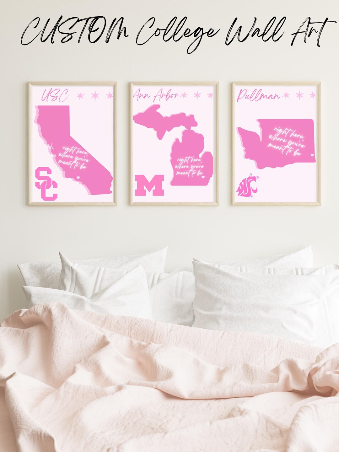 Custom College Wall Art for Dorm - Etsy