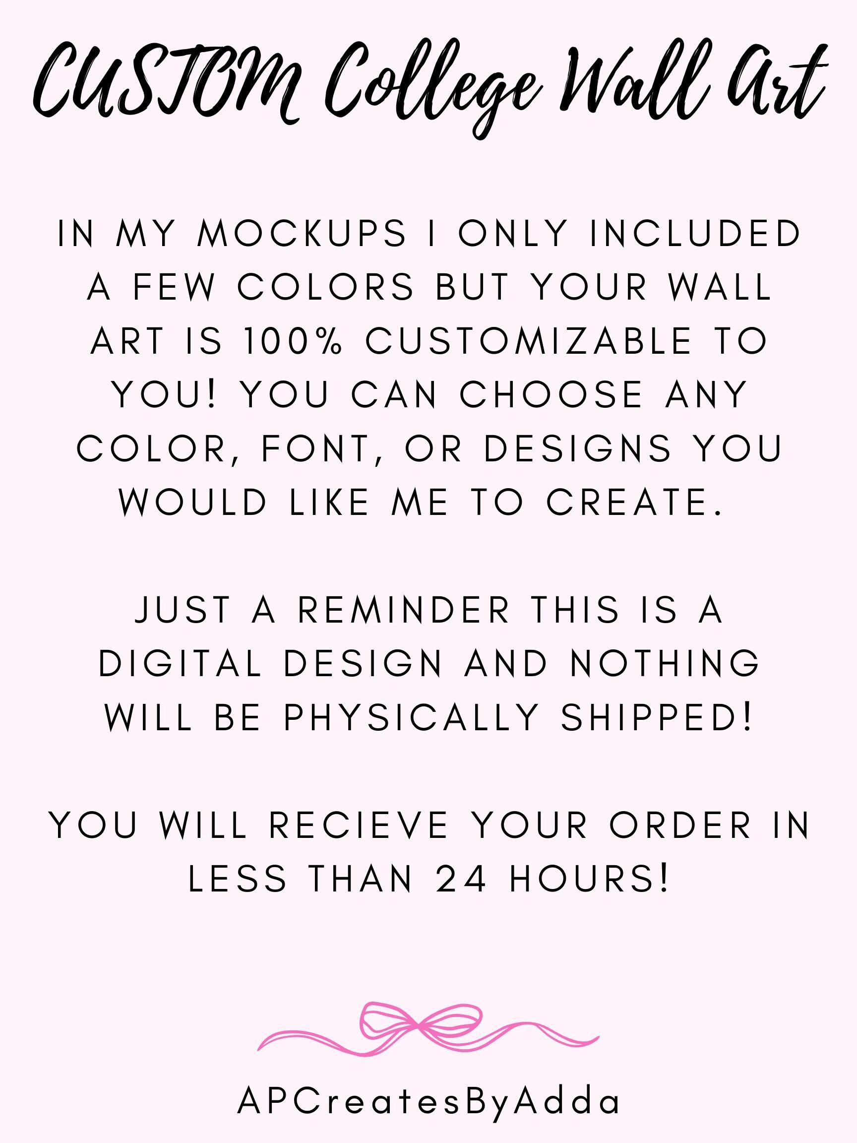 Custom College Wall Art for Dorm - Etsy