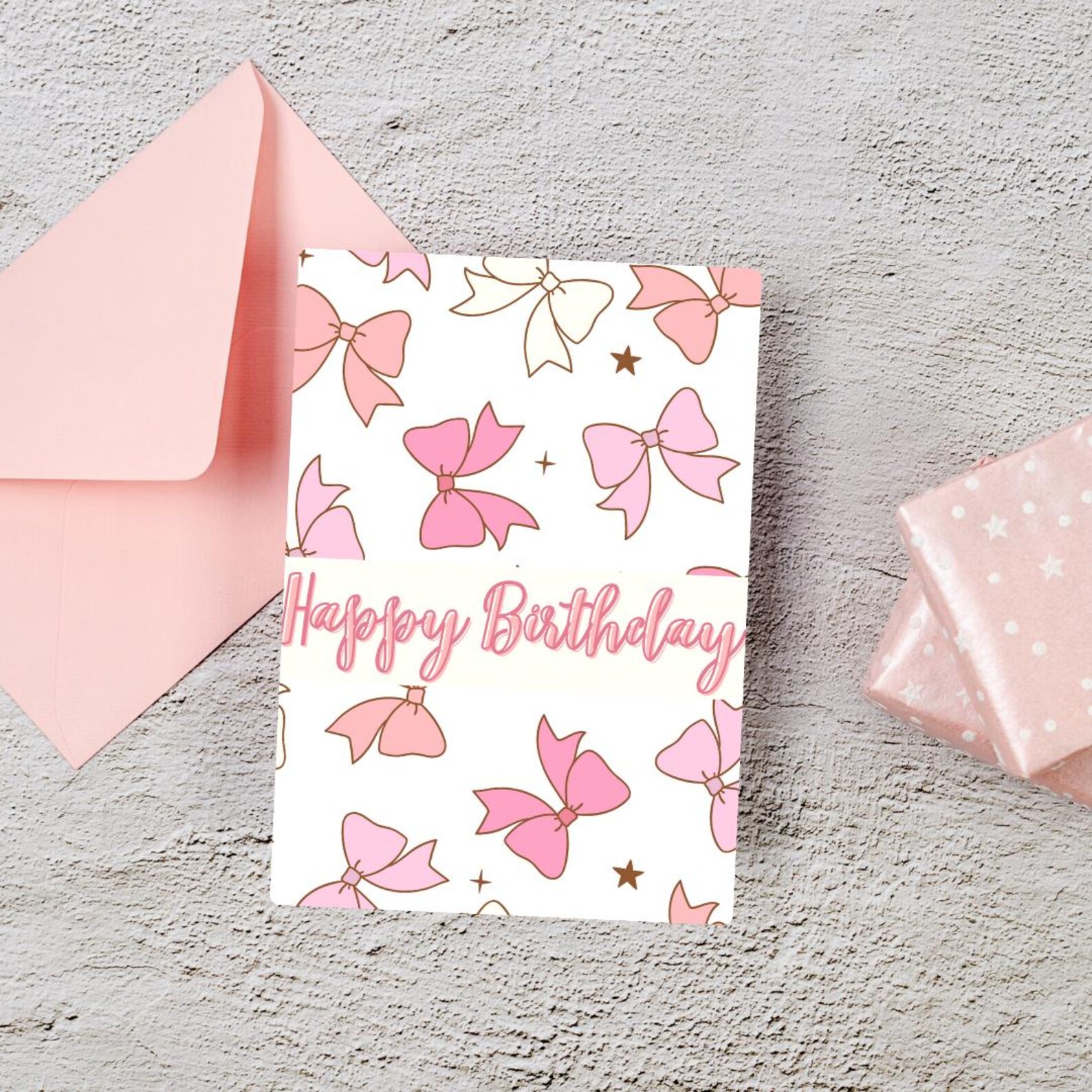 Pastel Bow Birthday Card, Girly Coquette Aesthetic Birthday Card, Cute ...