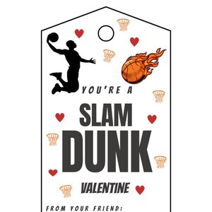Valentine Basketball Gift Tags "you're A Slam Dunk Valentine" Printable ...