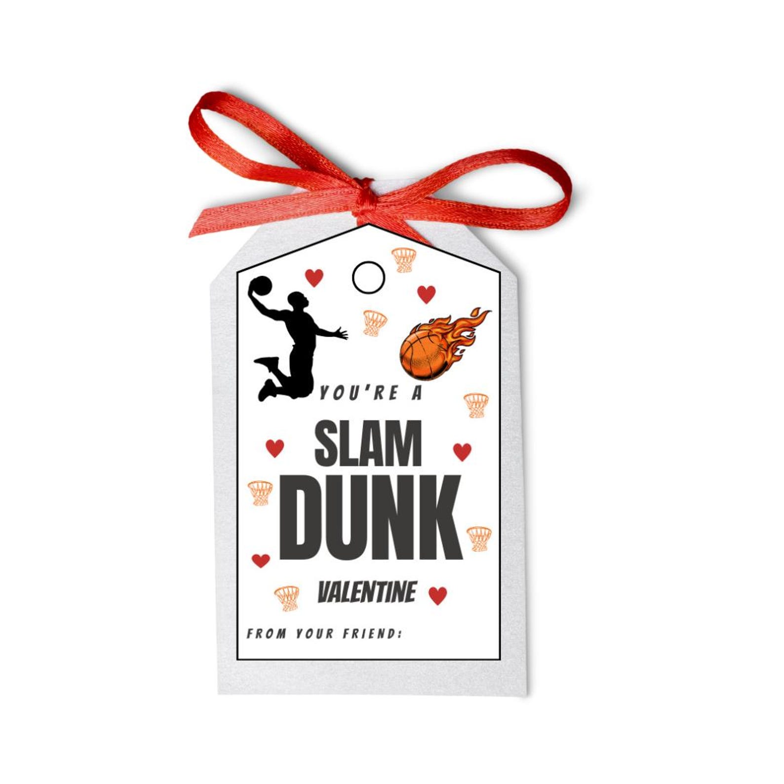 Valentine Basketball Gift Tags "you're A Slam Dunk Valentine" Printable ...