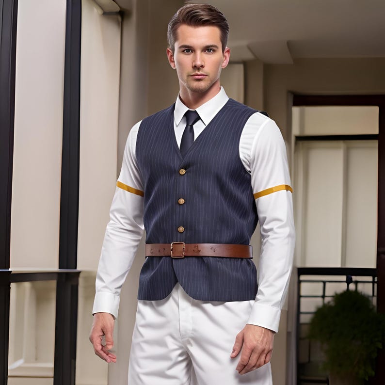 Old West Bartender Cosplay Costume Men's Elegant Vest Outfit Vintage ...