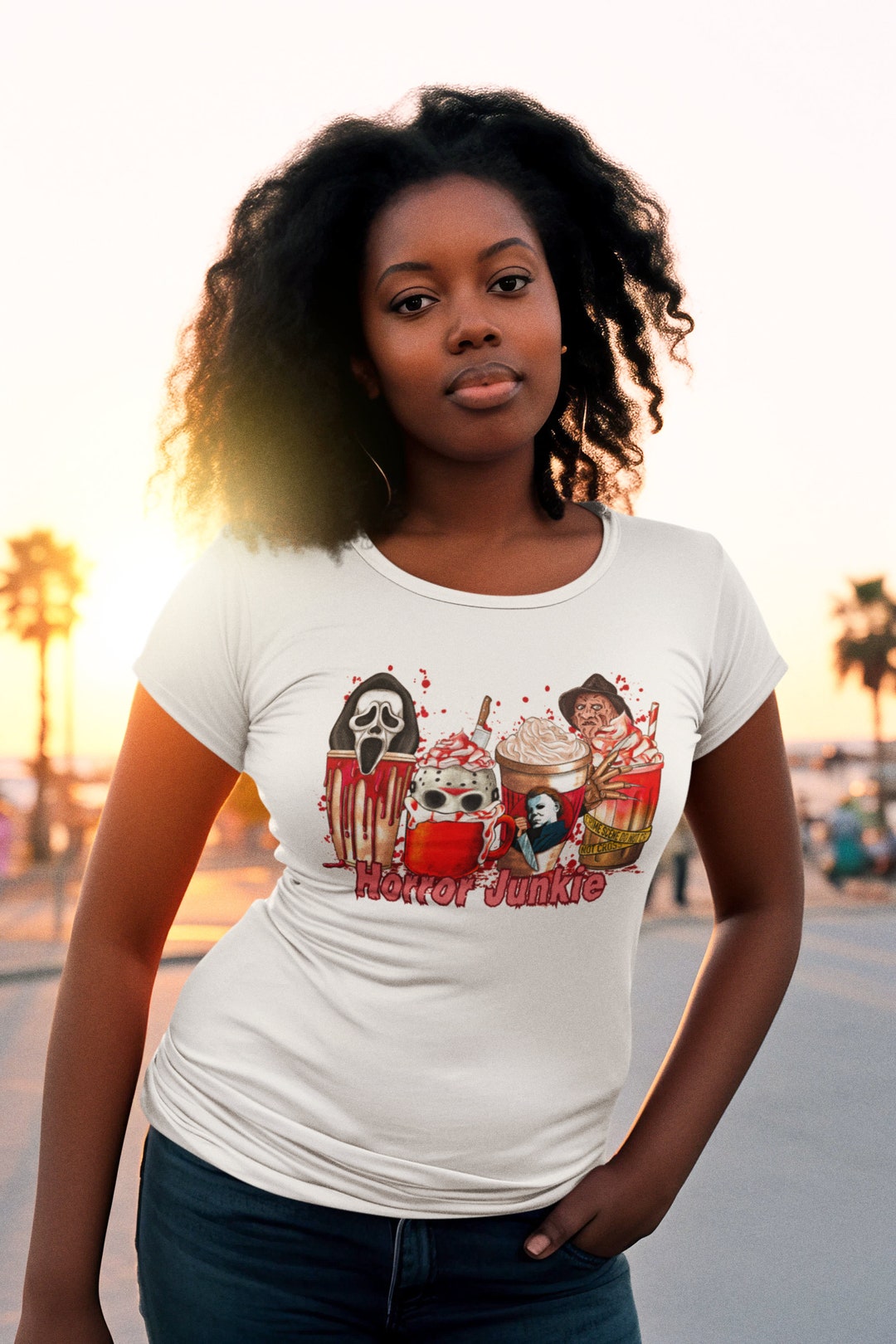 Horror Junkie: Iconic Movie Monsters Coffee Mug Graphic Tee, Horror ...