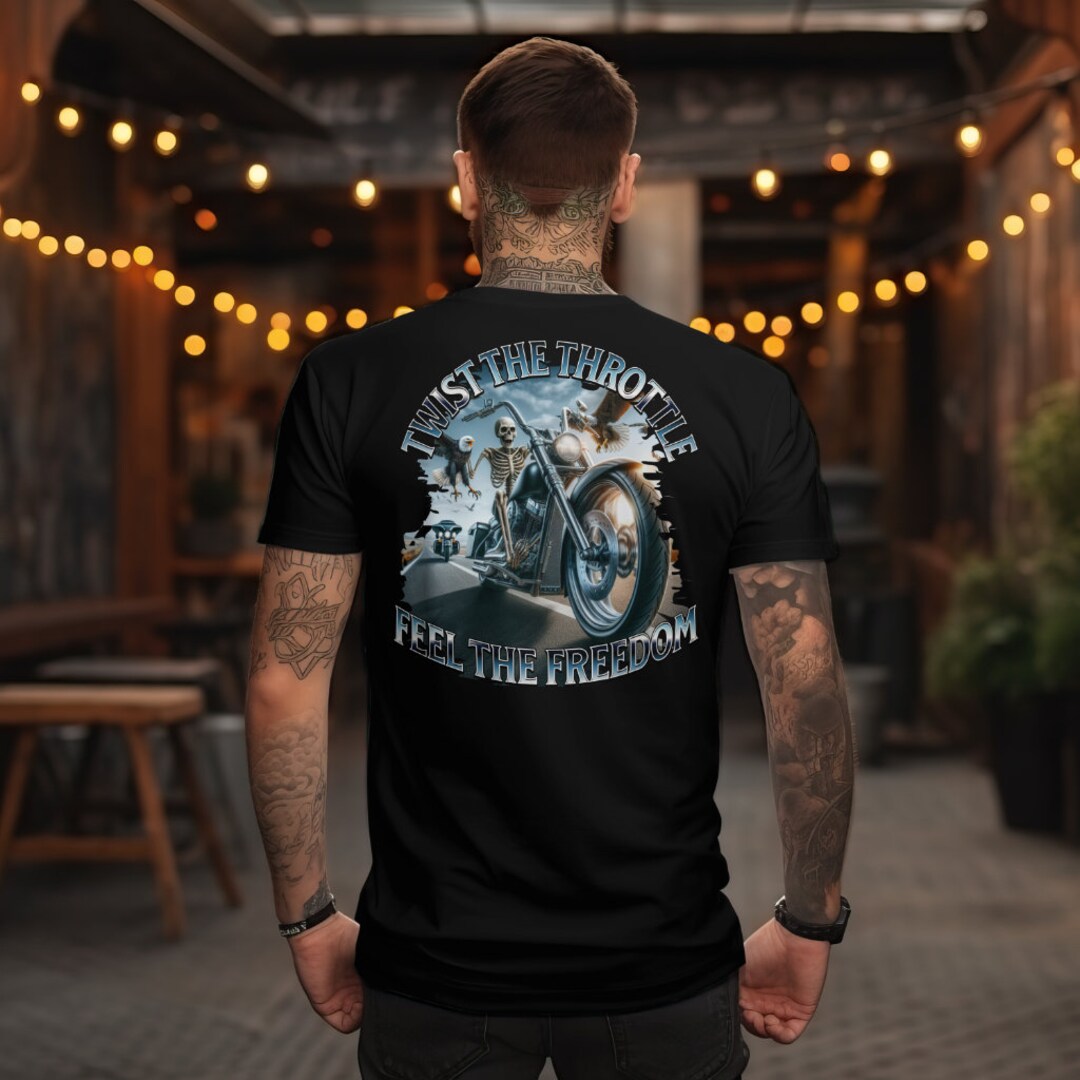 Twist the Throttle and Feel the Freedom Skeleton Motorcycle T-shirt ...