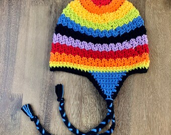 Rainbow Winter Hat - Etsy
