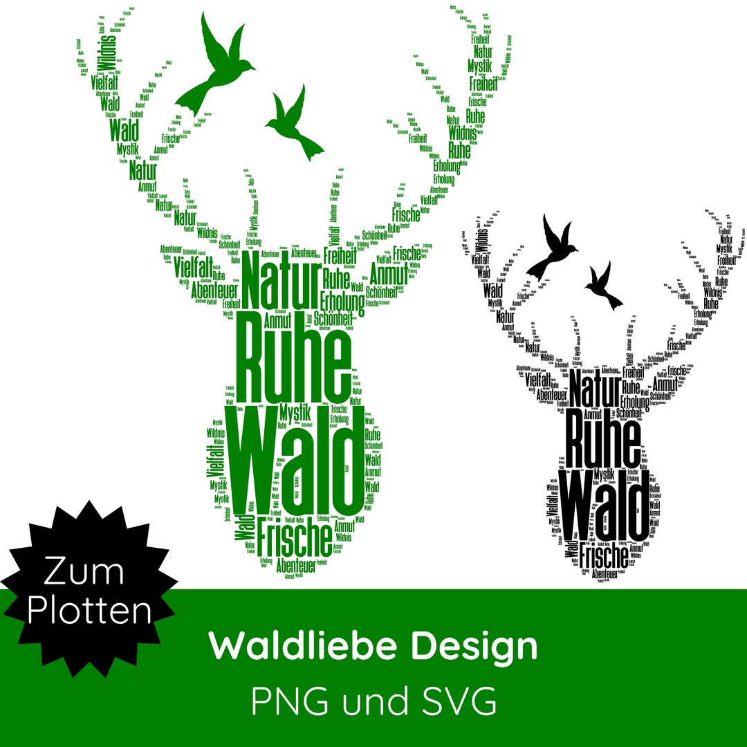 Hirsch SVG · Deutsche Plotterdatei Wald, Wandern SVG PNG · Cricut Silhouette Studio · Wanddeko ...