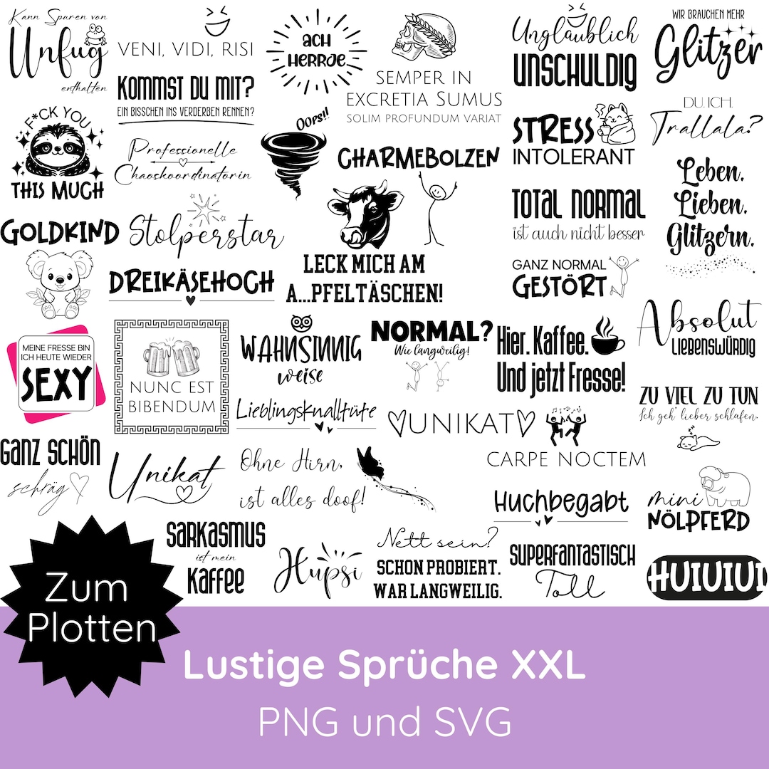 Plotter File Funny Sayings SVG PNG XXL Bundle Plotter File T-shirts ...